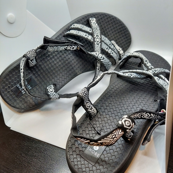 Shade & Shore | Shoes | Shade Shore Teva Black White Sandals Straps ...